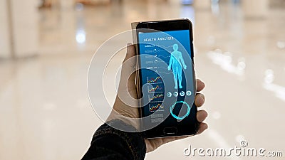 Hands of Woman Using Using Smartphone with HUD Head Up Display User ...