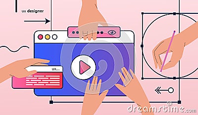 Hands Working On Website Or App, Ui Ux Design And Programming. The Design Team Is Engaged In ...