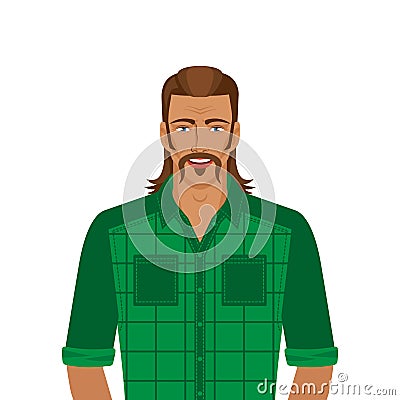 Handsome Man With Mullet Hairstyle Vector Illustration | CartoonDealer ...