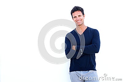 Handsome Rugged Man Smiling Against White Background Stock Photo ...