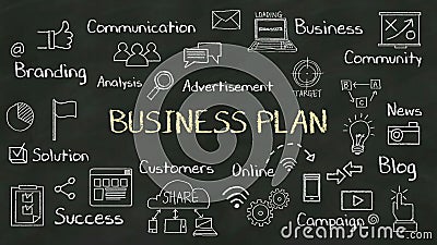 Handwriting Concept of 'BUSINESS PLAN' at Chalkboard. with Various ...