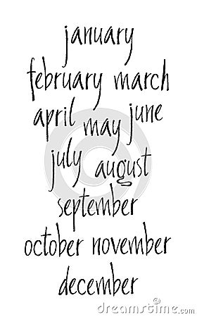 Handwritten Calligraphy Months Of Year Written With A Brush Stock ...