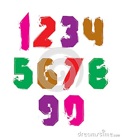 Handwritten Colorful Vector Freak Numbers, Stylish Digits Set ...