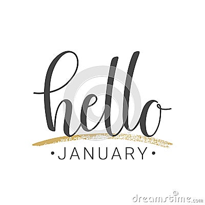 Handwritten Lettering Of Hello January On White Background Cartoon ...