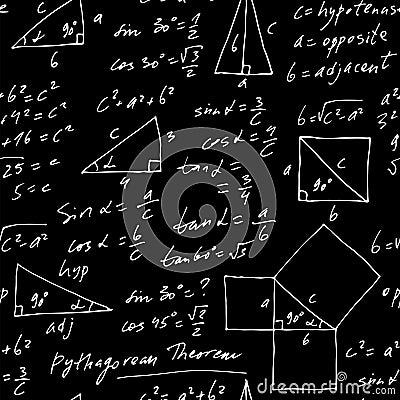 Handwritten Trigonometric Vector Seamless Pattern, Hand Drawn ...