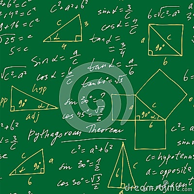 Handwritten Trigonometric Vector Seamless Pattern, Hand Drawn ...