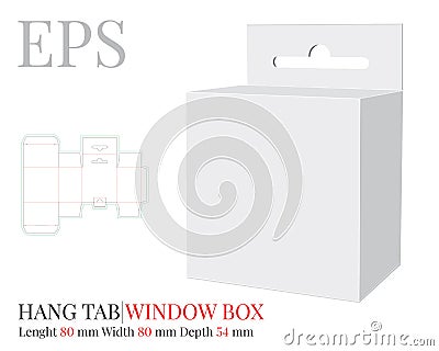 Hang Tab Box Template, Vector With Die Cut / Laser Cut Lines. White ...