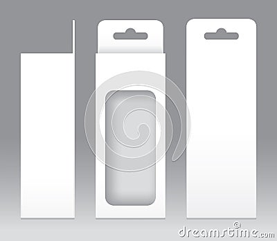 Hanging Box White Window Shape Cut Out Packaging Template Blank. Empty ...