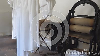 Hanging Laundry and a Mangle Clothes Drying Press Stock Footage - Video ...