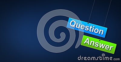 Hanging Question And Answer Concept On Blue Background, Digital ...