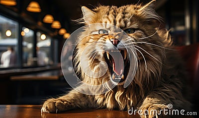 Hangry Cat Angry And Hungry At The Restaurant Table Stock Image ...