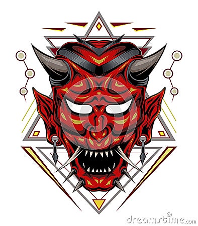 Hanya Illustration. Red Devil Face Illustration. Vector Head Of Red ...