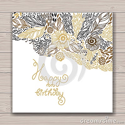 Happy Birthday Floral Frame Vector Illustration | CartoonDealer.com ...