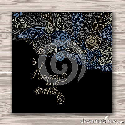 Happy Birthday Floral Frame Vector Illustration | CartoonDealer.com ...