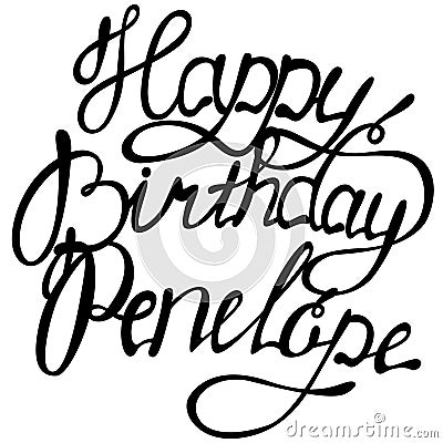 Happy Birthday Penelope Name Lettering Cartoon Vector | CartoonDealer ...