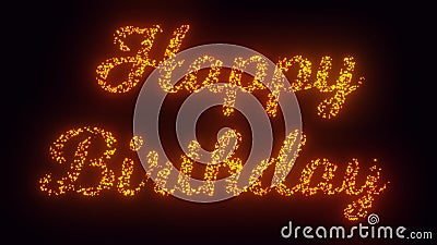 Happy Birthday Text on Black Background, 3 Fonts Versions Flying Sparks ...