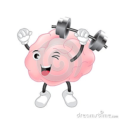 Happy Brain Character Lifting Weights. Cartoon Vector | CartoonDealer ...