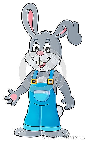Happy Bunny In Overalls Vector Illustration | CartoonDealer.com #84222498