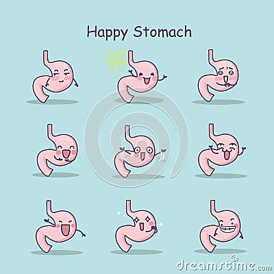 Happy Cartoon Stomach Set Stock Vector - Image: 71648263