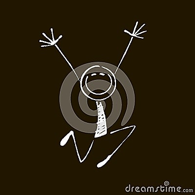 Happy Chalk Drawn Stick Figure Cartoon Vector | CartoonDealer.com ...