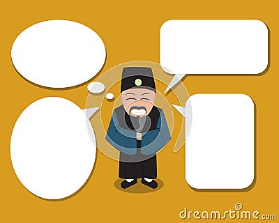 Happy Chinese Merchant In Traditional Costume Stock Vector - Image ...