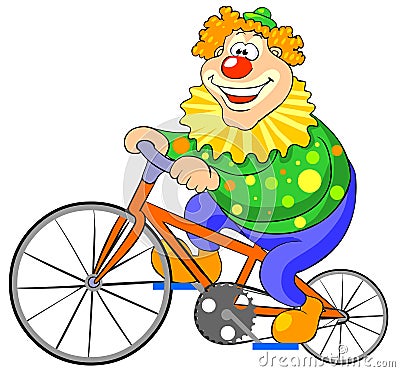 Happy Clown Riding On A Bike. Stock Photography - Image: 19667602