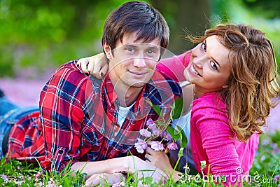 Happy Couple In Love In Spring Park Royalty Free Stock Images - Image ...