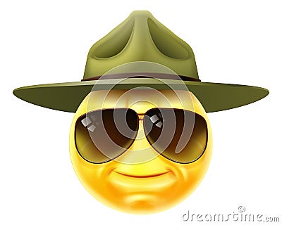 Happy Drill Sergeant Emoticon Cartoon Face Vector Illustration ...