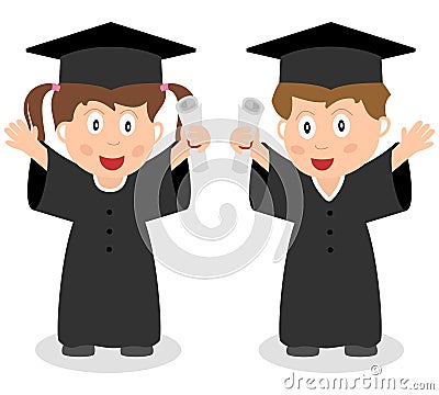 Happy Graduated Kids Cartoon Vector | CartoonDealer.com #25998829