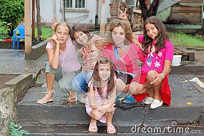 Happy Group Of Girls Royalty Free Stock Photos - Image: 3305398
