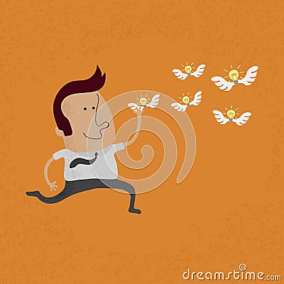 Happy Man Hunting Flying Ideas Cartoon Vector | CartoonDealer.com #31454067