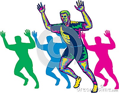 Happy Marathon Runner Running Retro Cartoon Vector | CartoonDealer.com ...