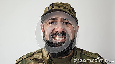 Happy Military Soldier Smiling in Camera Stock Footage - Video of ...