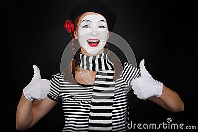 Happy Mime Comedian Showing Thumbs Up Royalty-Free Stock Image ...