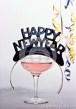 Happy New Year; Chamagne, Party Hat And Confetti Royalty Free Stock ...