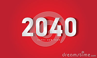 2040 Happy New Year On Red Background, 2040 Text Design, Vector ...