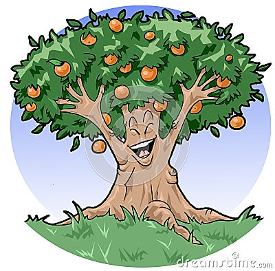 Happy Orange Tree Royalty-Free Cartoon | CartoonDealer.com #6462377
