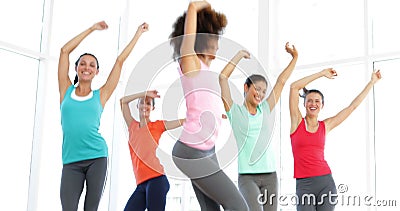 Happy people dancing zumba stock footage. Video of distribution - 43801114