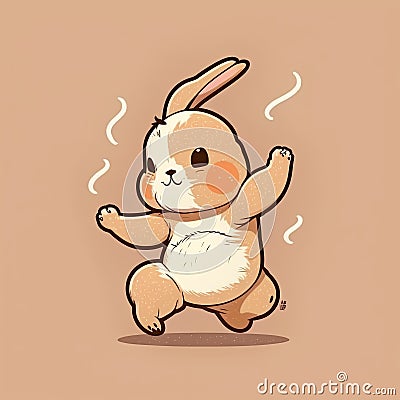Happy Rabbit Dancing Celebrating The Internacional Dance Day On A ...