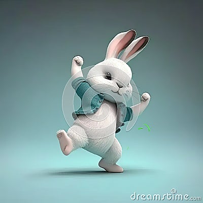 Happy Rabbit Dancing Celebrating The Internacional Dance Day On A ...