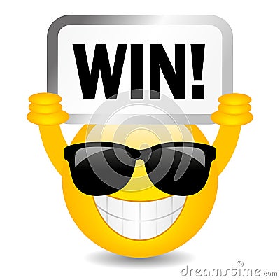 Happy Smiling Emoji With Win Sign Vector Illustration | CartoonDealer ...