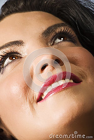 Happy Young Woman Face Looking Up Royalty Free Stock Images - Image ...