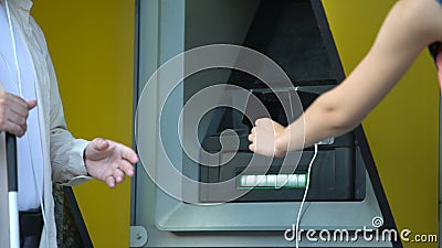 Hard for Blind Man Enter Code into Talking Atm, Vile Passerby Stealing ...