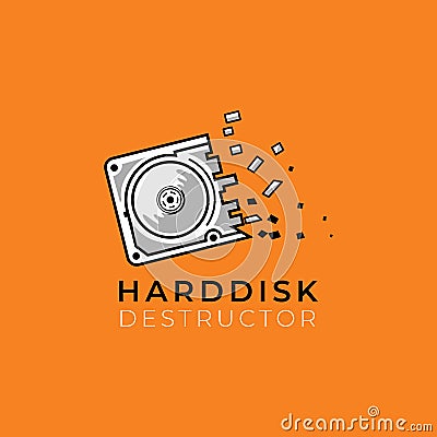 Hard Disk Destructor Logo Illustration Vector Design | CartoonDealer ...