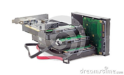 Hard Disk Drives, Disk Controller Card And Cables Royalty-Free Stock ...