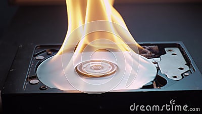 Hard Disk Failure, Computer Hdd on Fire. Technology Crash Concept ...
