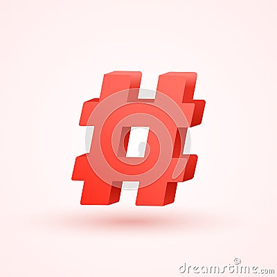 Hashtag Vector 3d Icon. Social Hash Tag Design Symbol For Media Logo ...