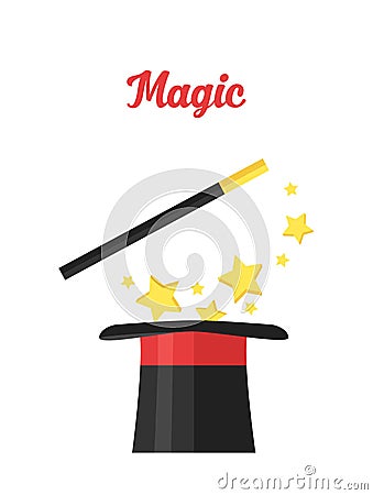 Hat Magician With A Cane Vector Illustration | CartoonDealer.com #53522122