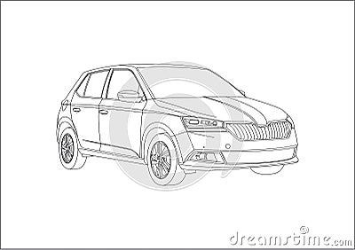 Hatchback Outline Drawing Cartoon Vector | CartoonDealer.com #219341641
