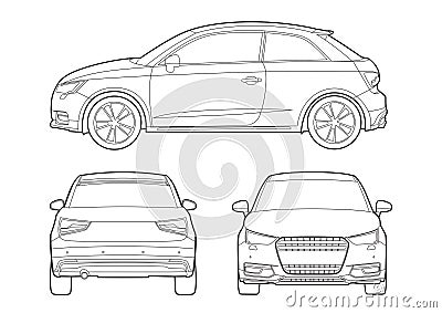 Hatchback Outline Drawing Cartoon Vector | CartoonDealer.com #216624205